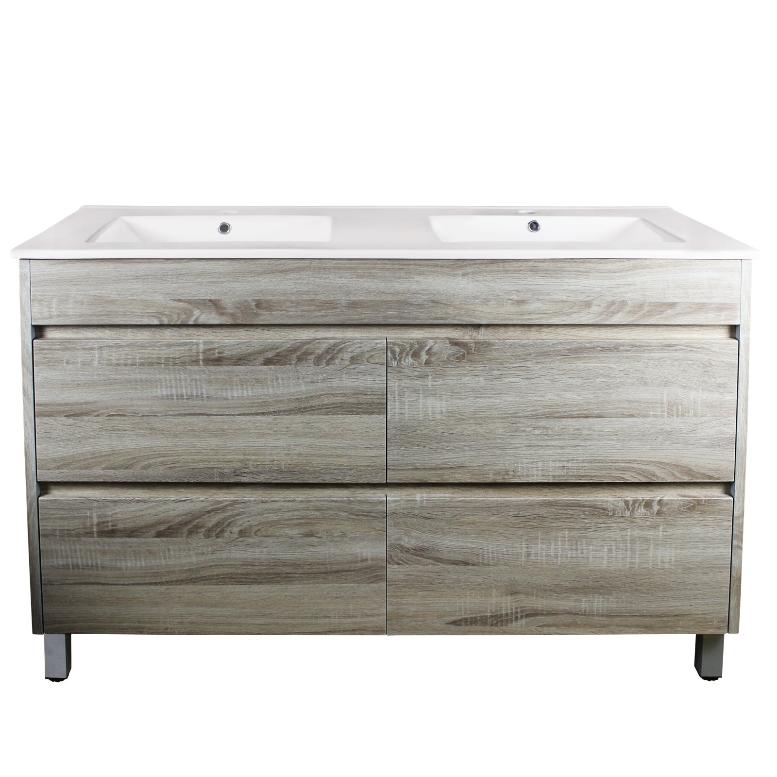 1200MM QUBIST MDF VANITY WHITE OAK DOUBLE BOWLS – Deco Tiles and Bathroom